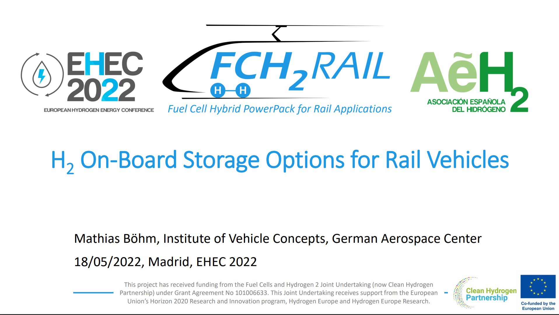 European Hydrogen Energy Conference EHEC2022 – FCH2RAIL